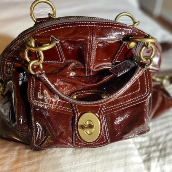 Coach | Bags | Coach Chocolate Brown Patent Leather Bag Can Be A ...